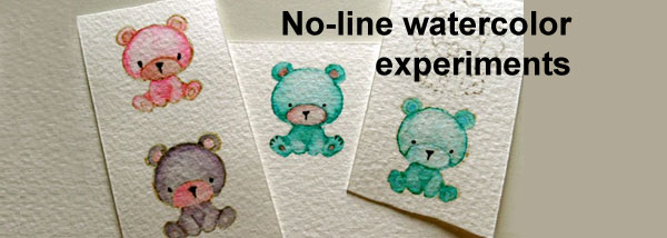 No-line watercolour stamps - an experiment - Tin Teddy