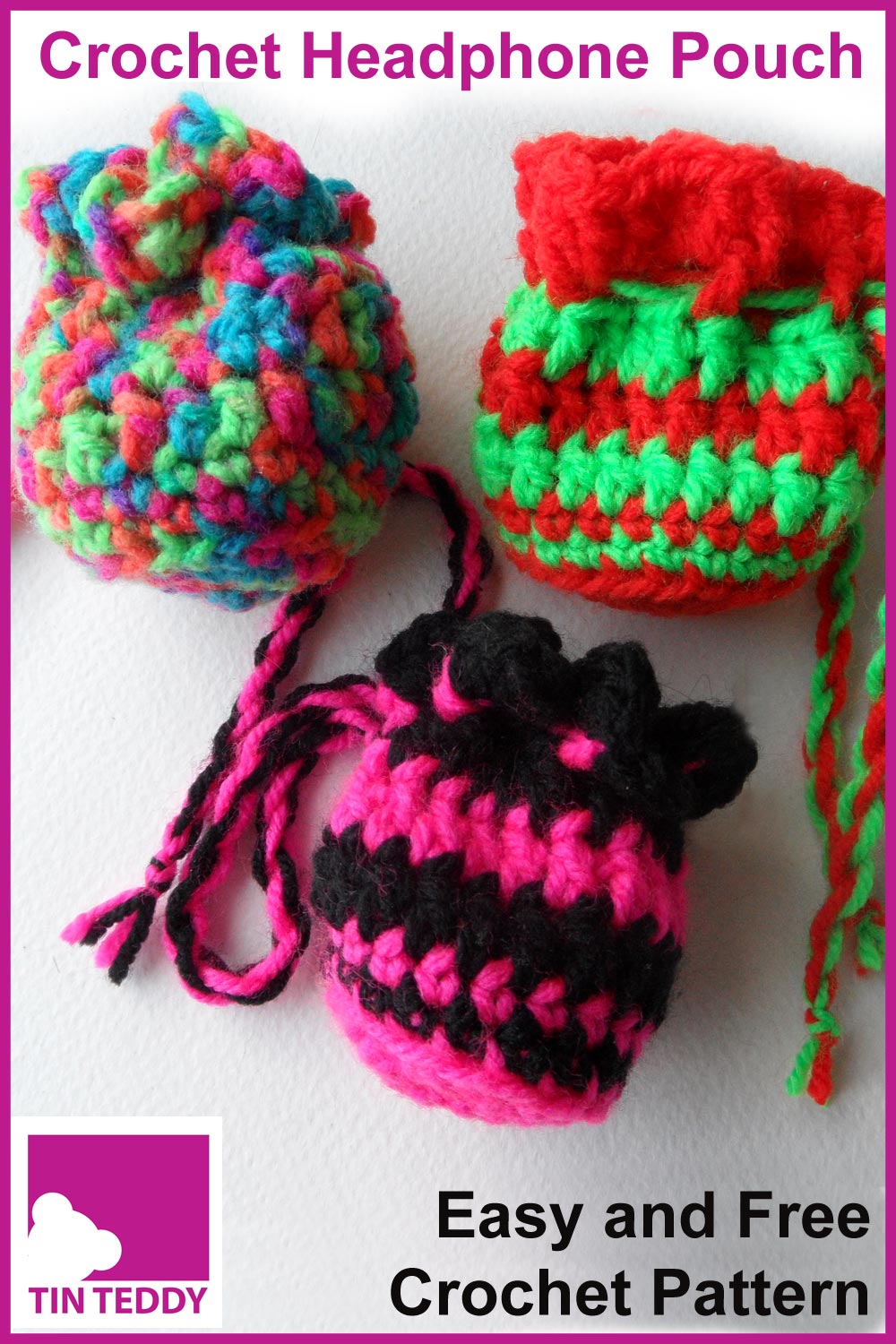 Easy Crocheted Headphone Pouch Pattern - Tin Teddy